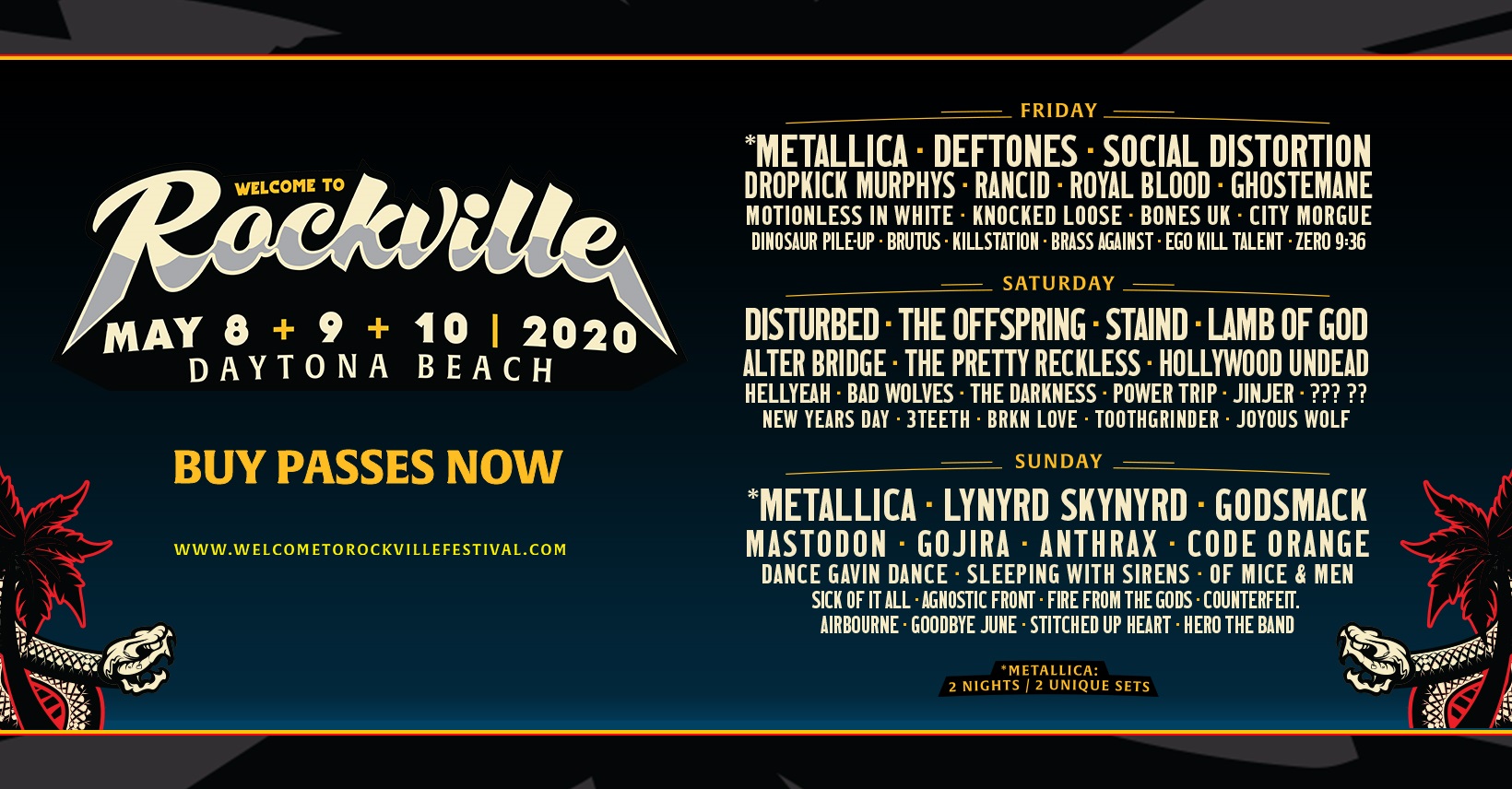 Rockville 2020 Lineup Full Daytona Metallica | Shows I Go To | Music ...