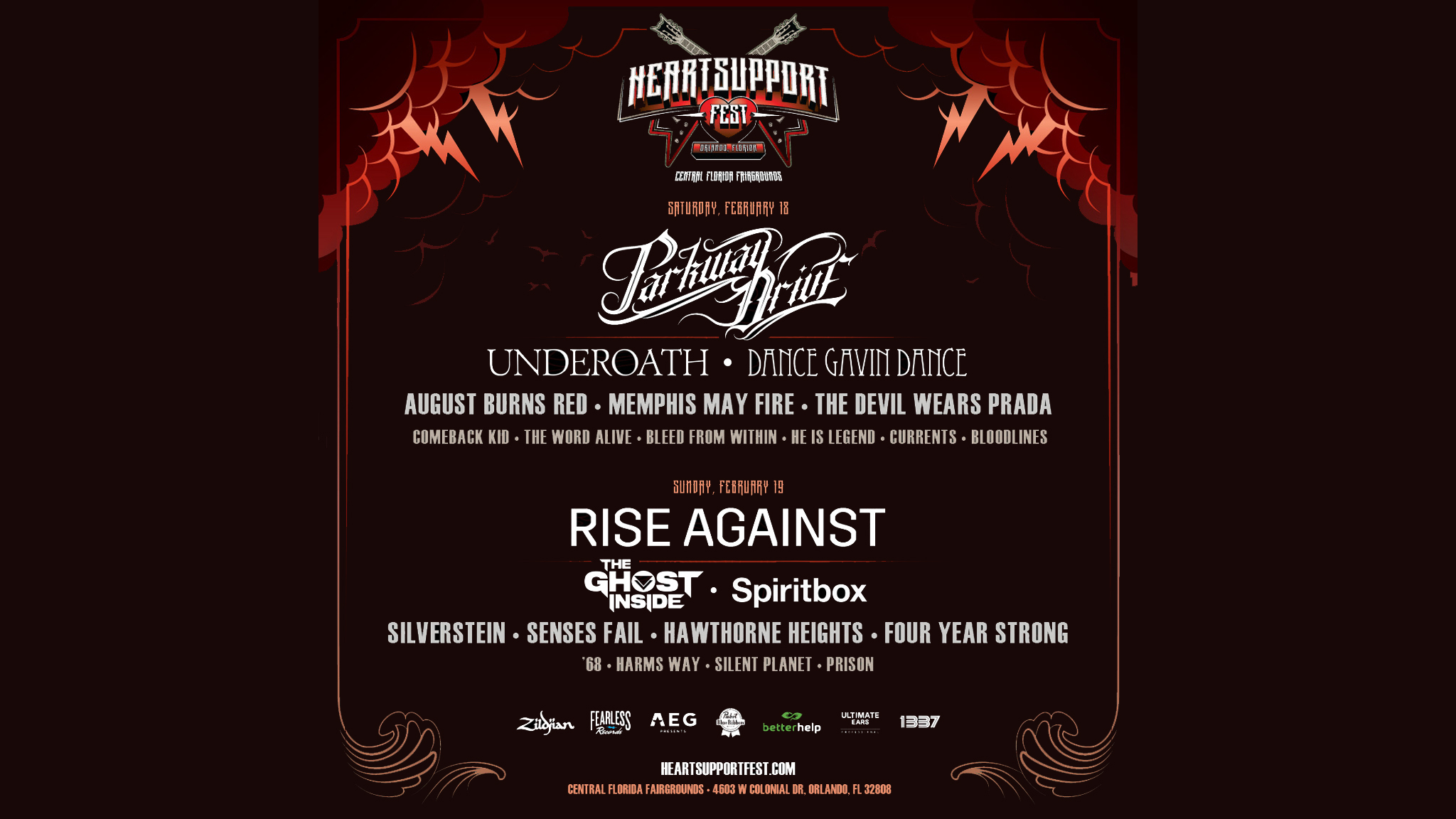 VIP GIVEAWAY — HeartSupport Fest Orlando w/ Parkway Drive, Underoath ...